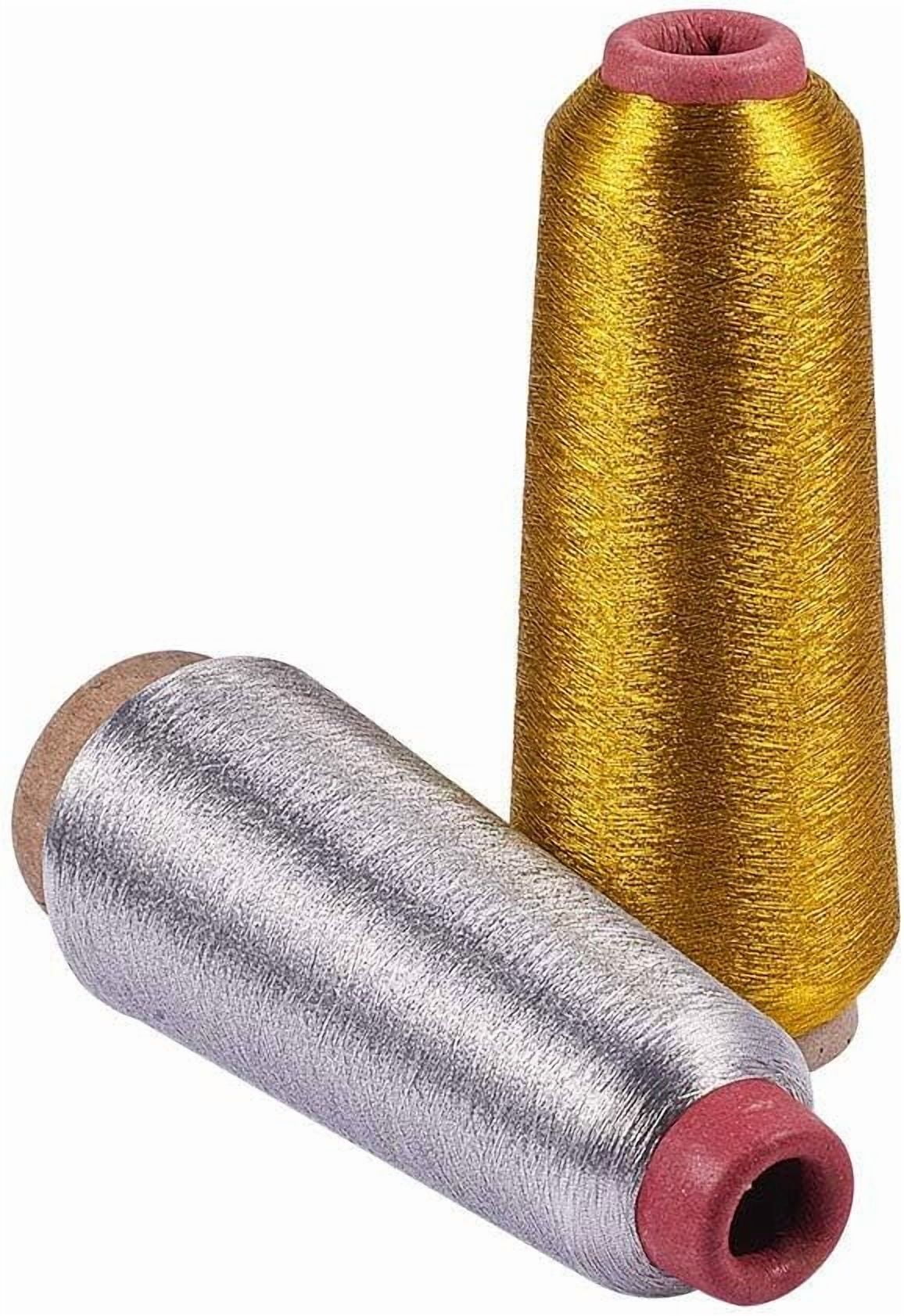 2 Spools 6500 Yards Gold Silver Machine Embroidery Threads Polyester ...
