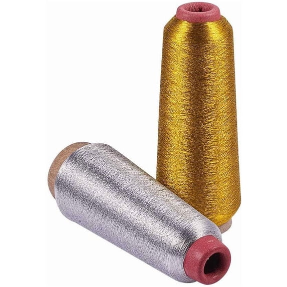 2 Spools 6500 Yards Gold Silver Machine Embroidery Threads Polyester ...
