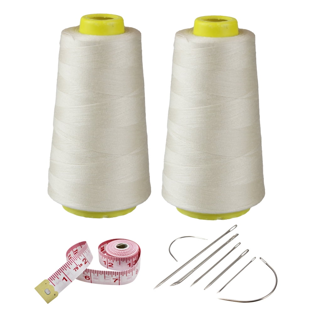 2 Spools Sewing Thread Kit Beige Polyester Sewing Thread Spools, 3000 ...
