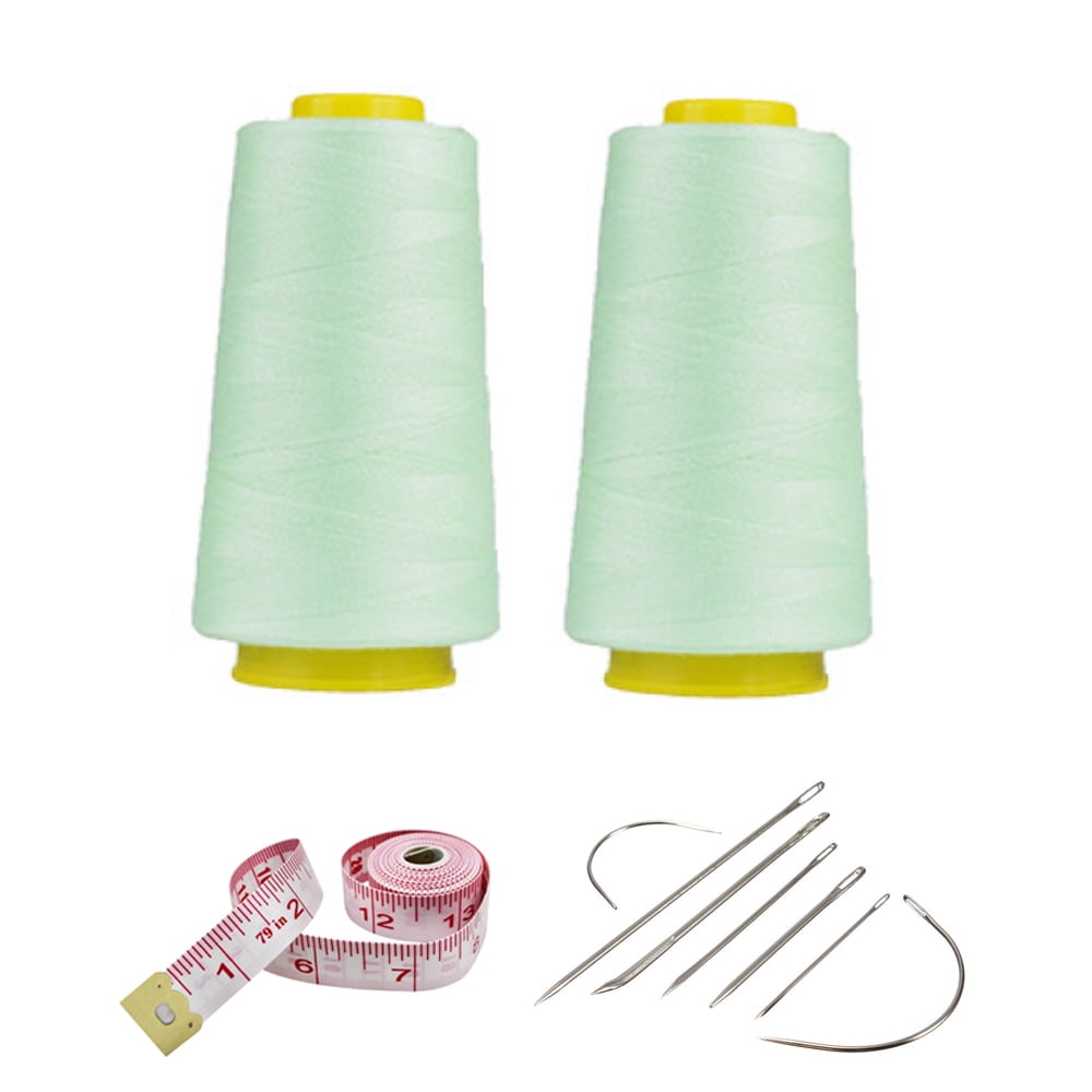 2 Spools Sewing Thread Kit Cyan Polyester Sewing Thread Spools, 3000 ...
