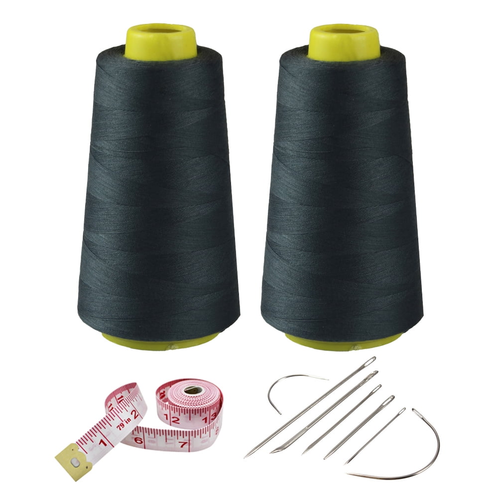 2 Spools Sewing Thread Kit Dark Gray Polyester Sewing Thread Spools ...