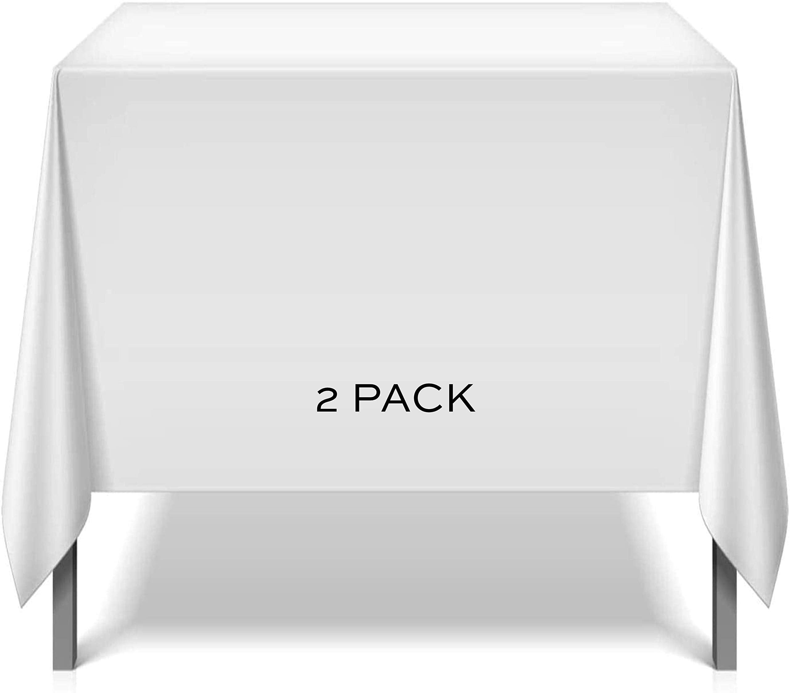 2-Pack 85x85in White Square Tablecloth | Wrinkle-Resistant Fabric ...