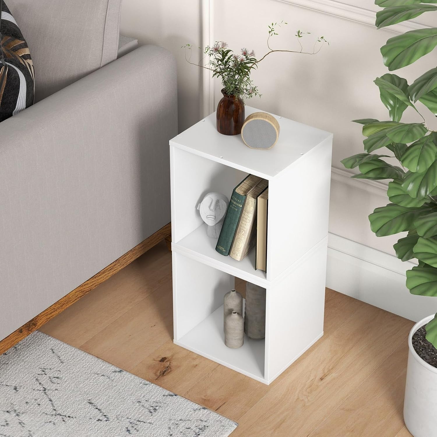 2 Stackable Bookshelf Cubes, Cubical Storage Organizer with 2 ...