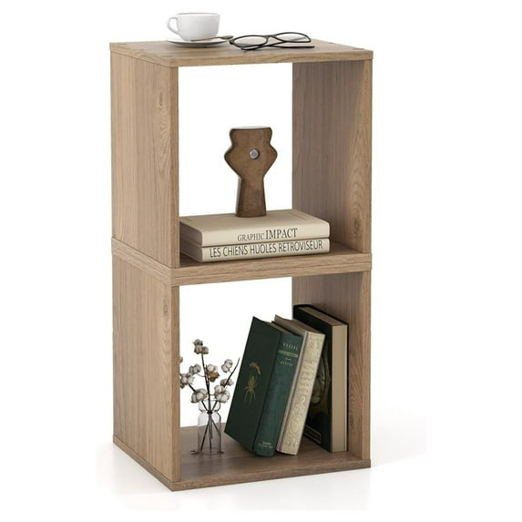 2 Stackable Bookshelf Cubes, Cubical Storage Organizer with 2 Removable ...