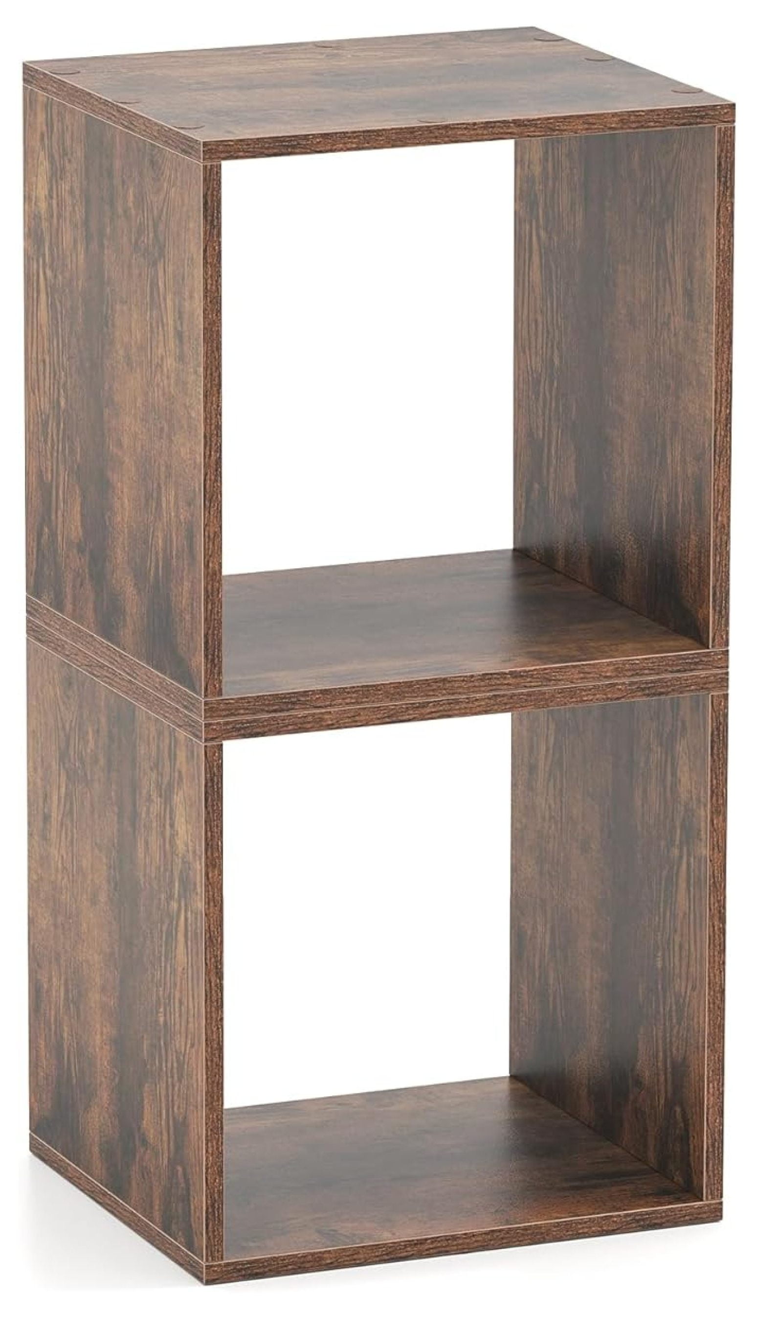 2 Stackable Bookshelf Cubes, Cubical Storage Organizer w/ 2 Removable Open Shelves, Small Book ...