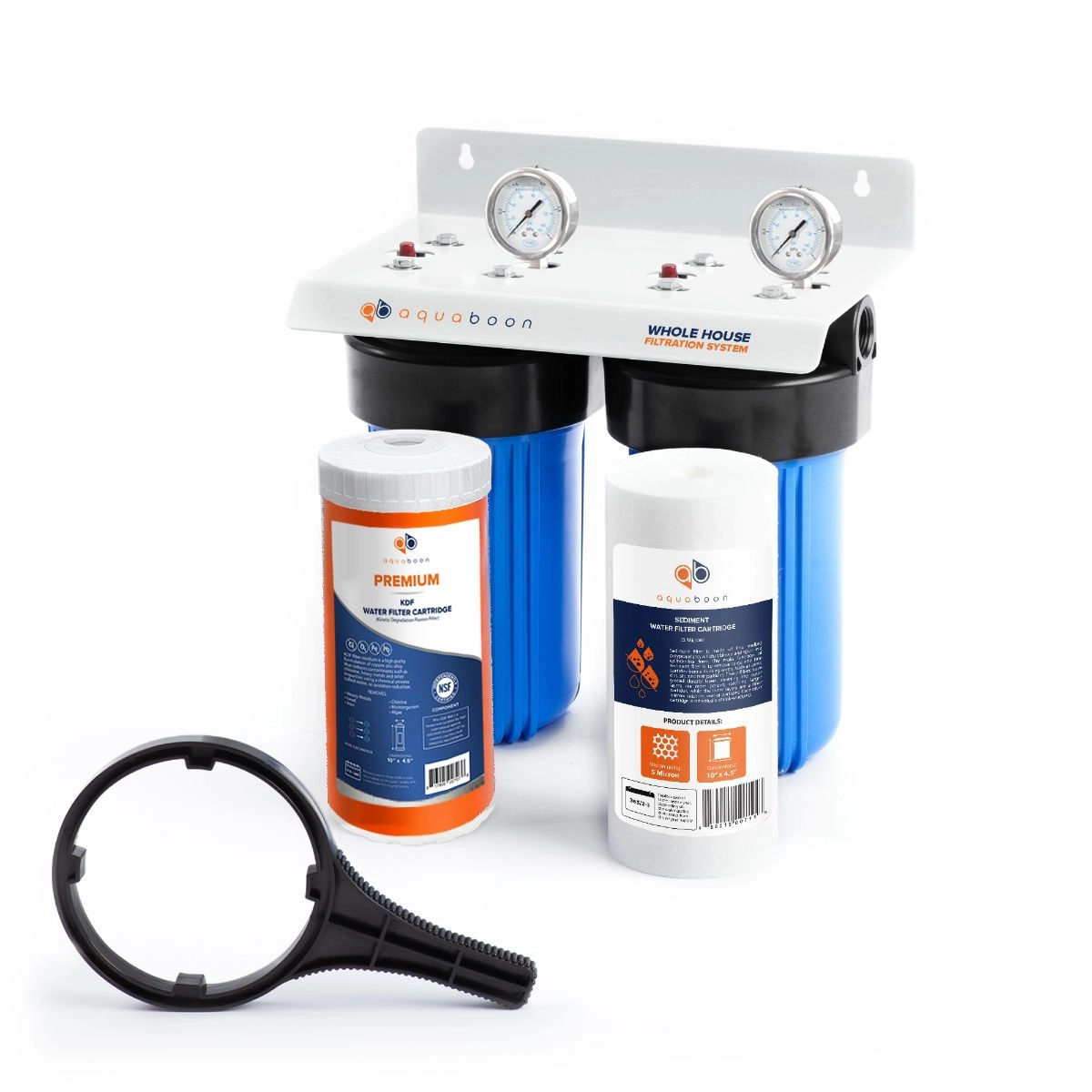 2-Stage 10" Whole House Water Filtration System by Aquaboon With KDF ...