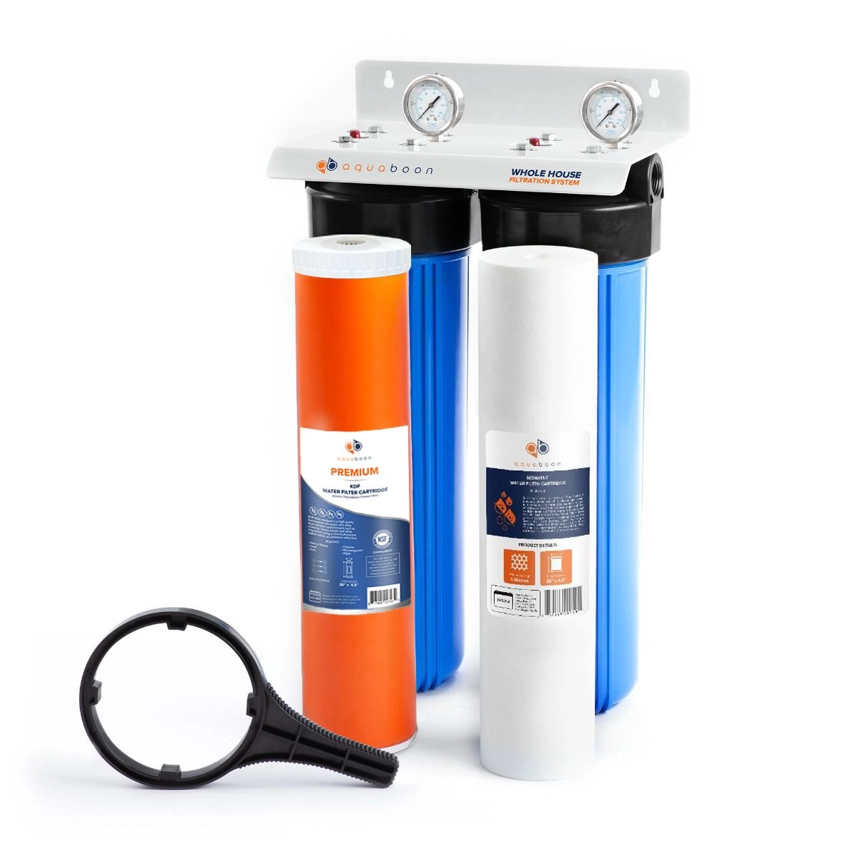 2-Stage 20" Whole House Water Filtration System by Aquaboon With ...