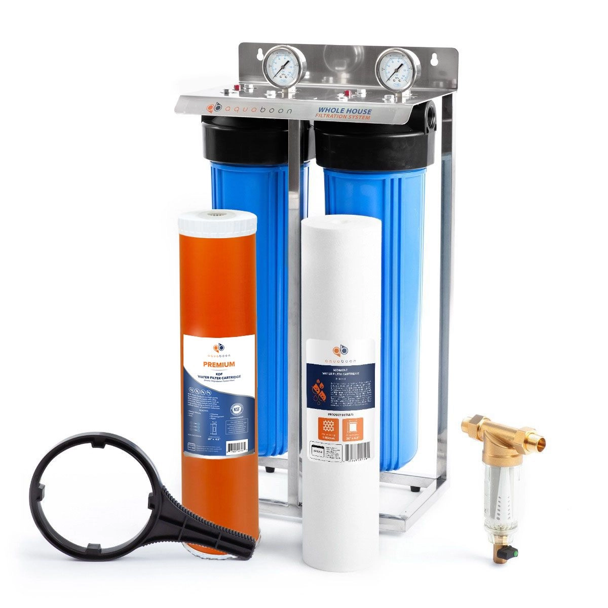 2-Stage 20" Whole House Water Filtration System by Aquaboon With KDF ...