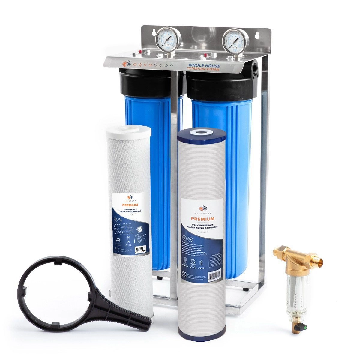 2-Stage 20" Whole House Water Filtration System by Aquaboon With ...