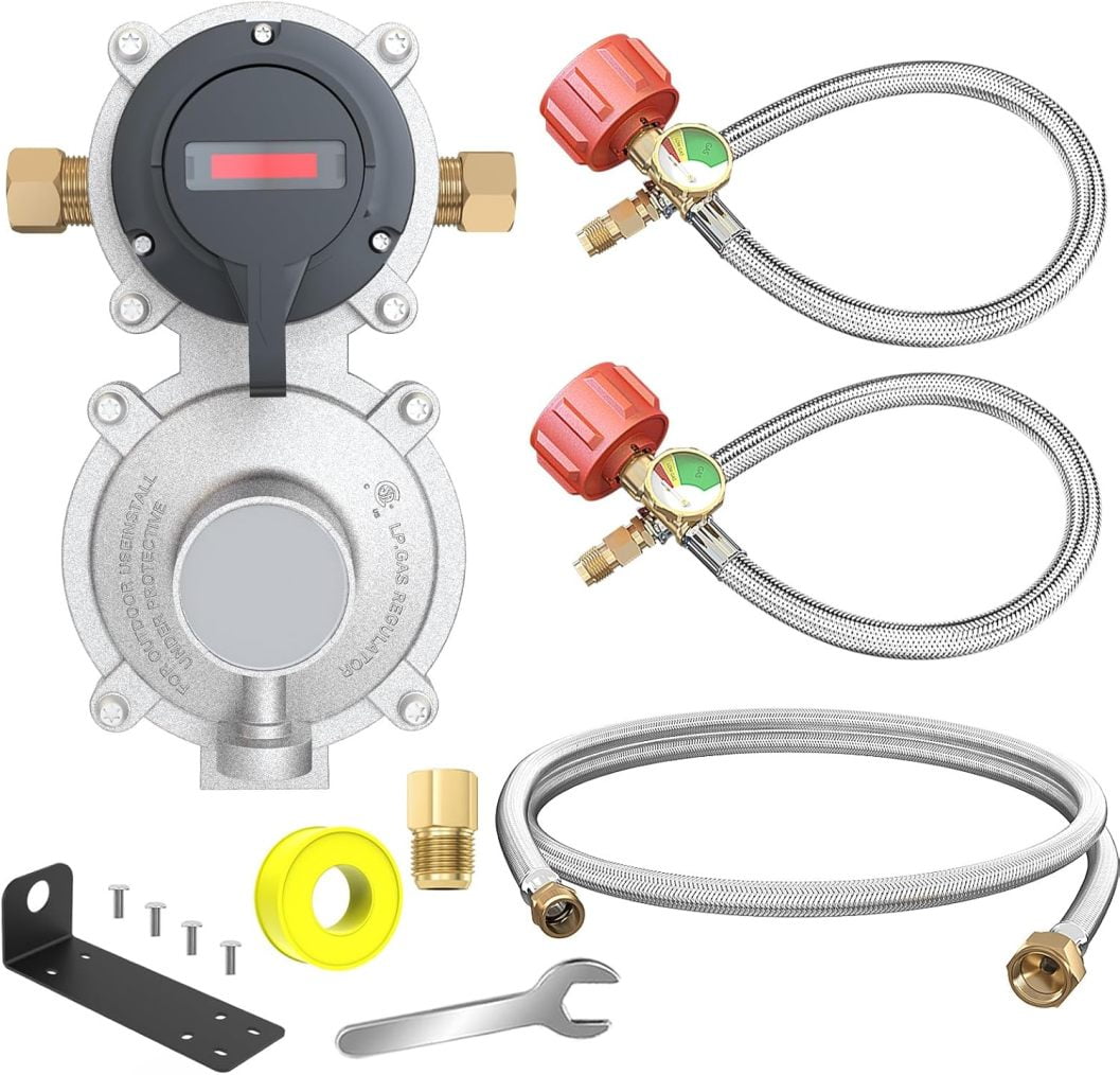 2 Stage Auto Changeover LP Propane Gas Regulator with 2 Pcs 18"RV ...