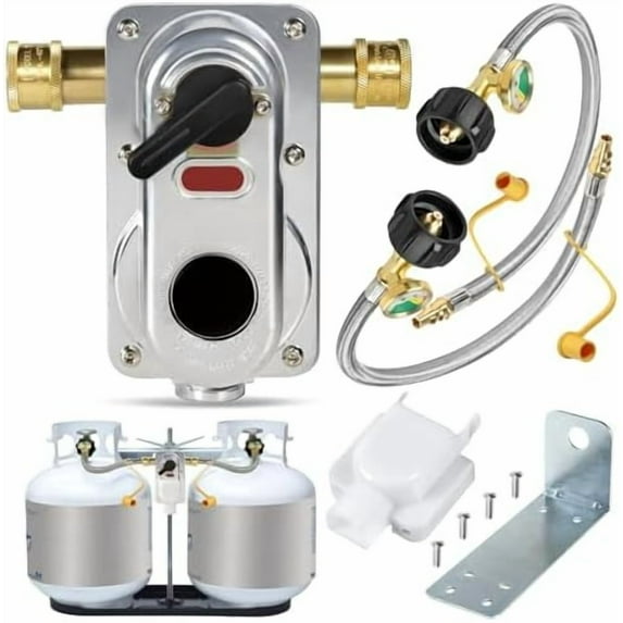 2-Stage Automatic Changeover LP Propane Gas Regulator with Two 12" RV ...