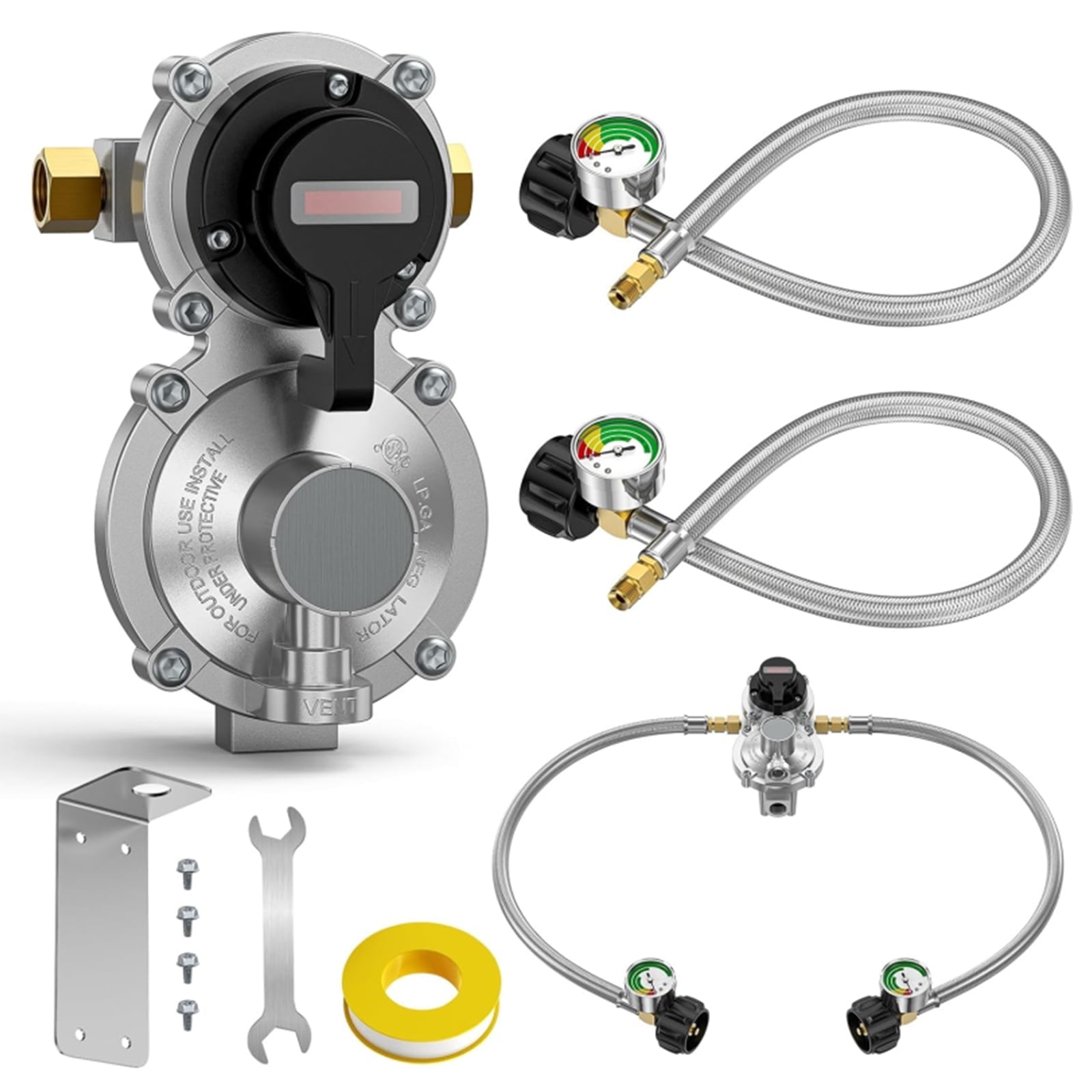 2-Stage Automatic Changeover LP Propane Gas Regulator with Two 18 ...