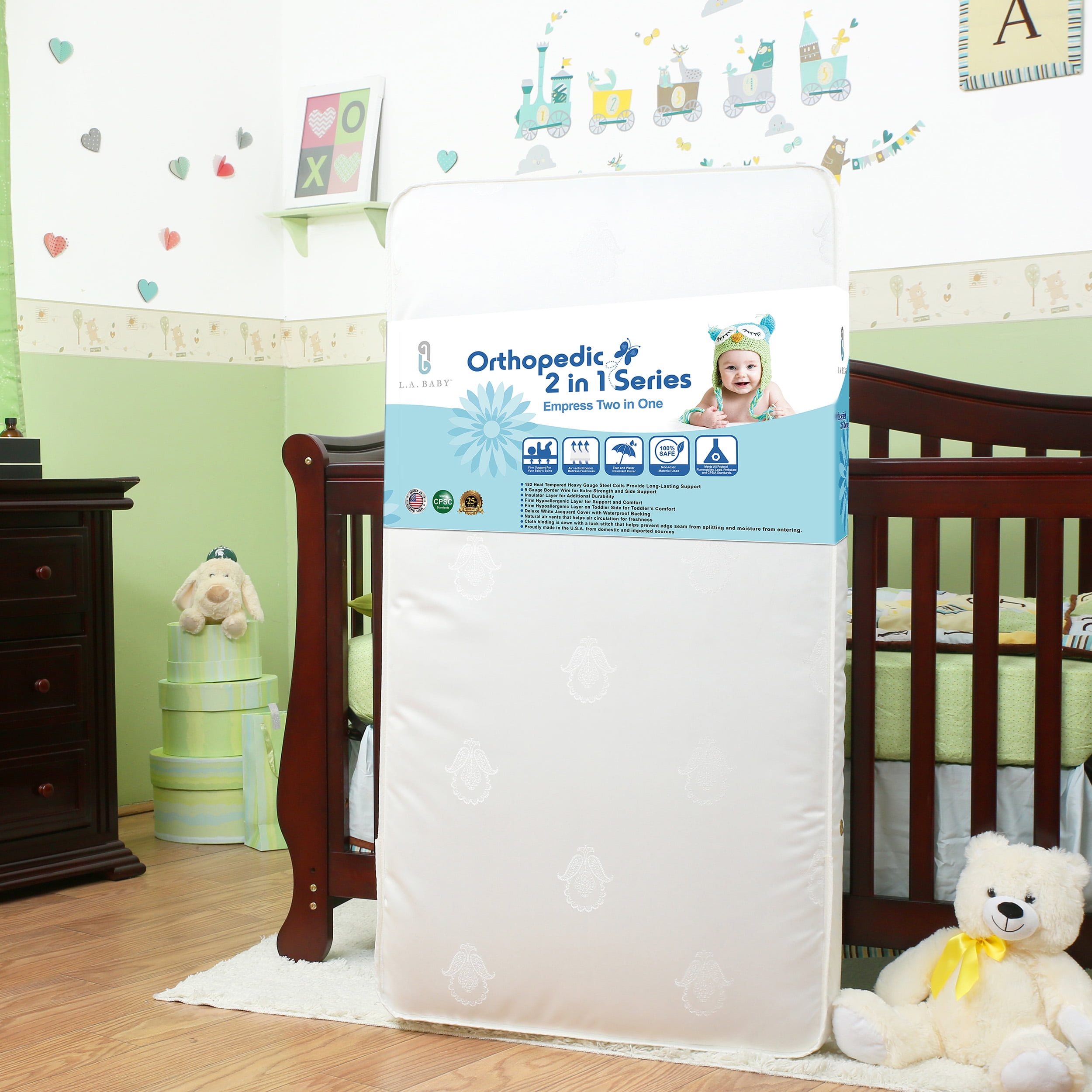 2-Stage Premium Standard Crib/Toddler Waterproof Mattress with Natural ...