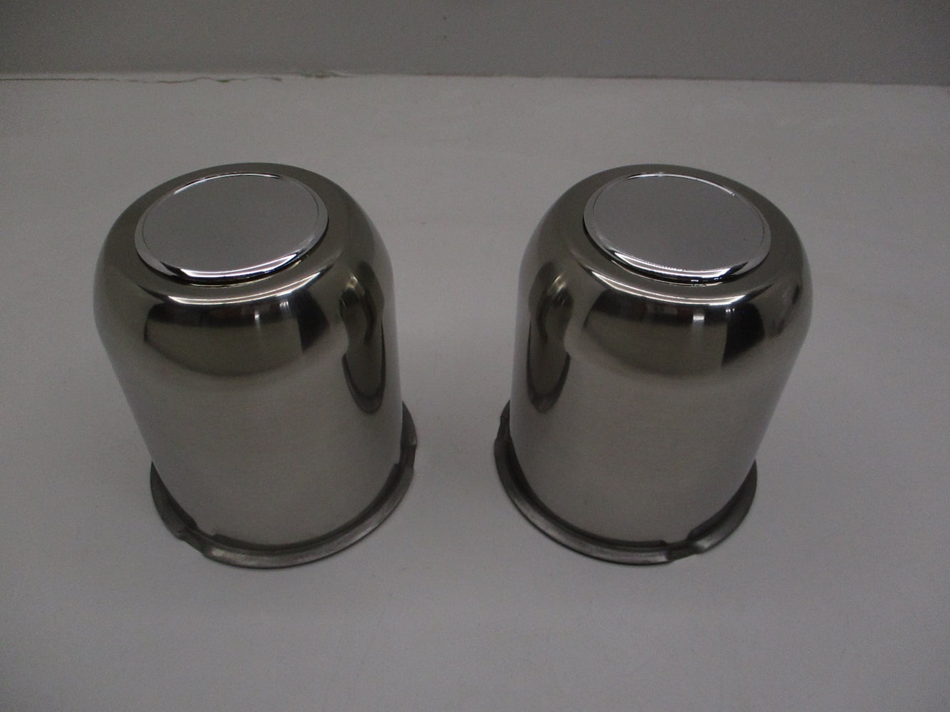 2- Stainless Metal Trailer Wheel Center Hub Cap Covers 3.75 Bore Chrome ...