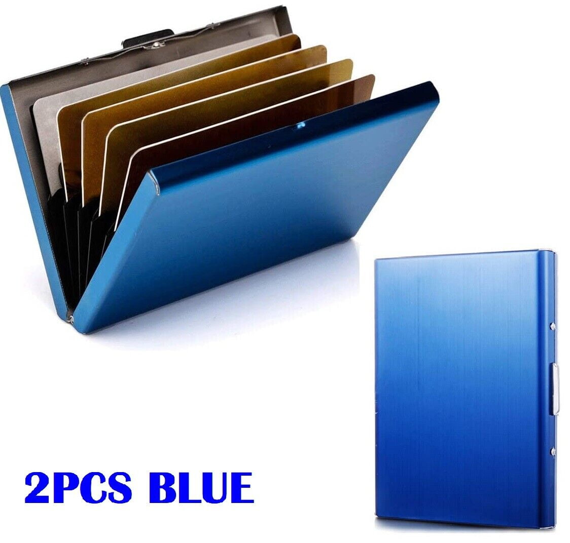 2× Stainless Steel RFID Blocking Credit Card ID Holder Slim Money ...