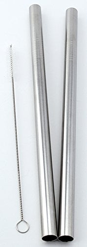 2 Stainless Steel Straws Big Straw Extra Wide 1/2" x 9.5" Long Thick ...