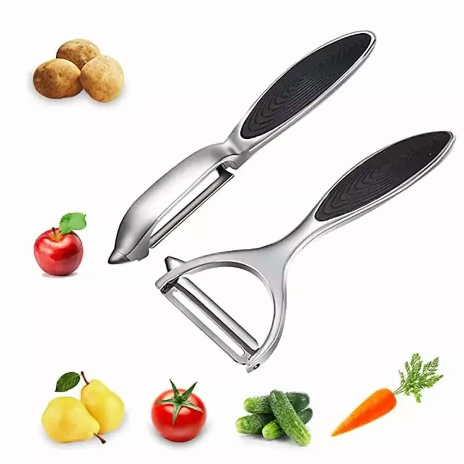 2 Stainless Steel Vegetable Fruit Peeler Set-Non-Slip Safe Handle ...