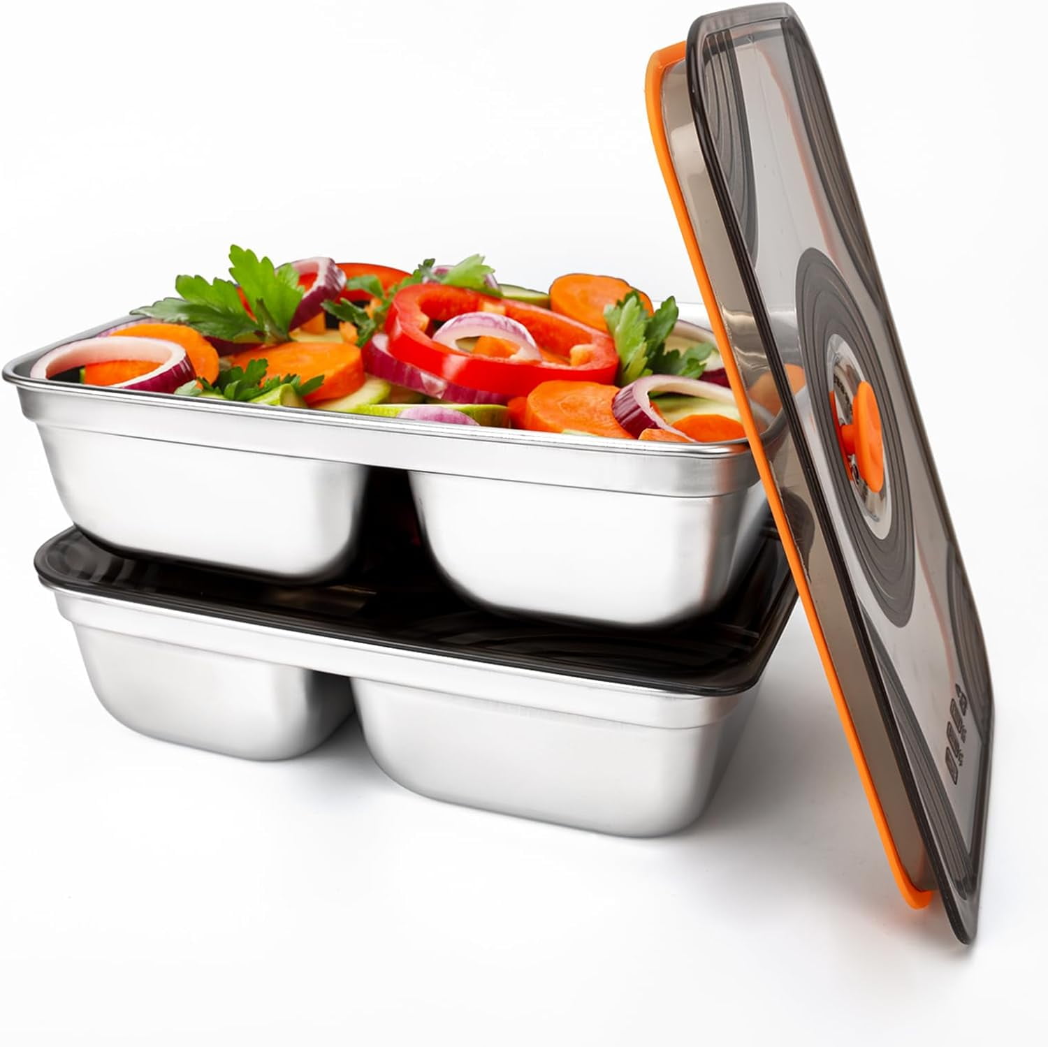 2 Stainless storage containers(30oz) leak proof & airtight for Kitchen ...