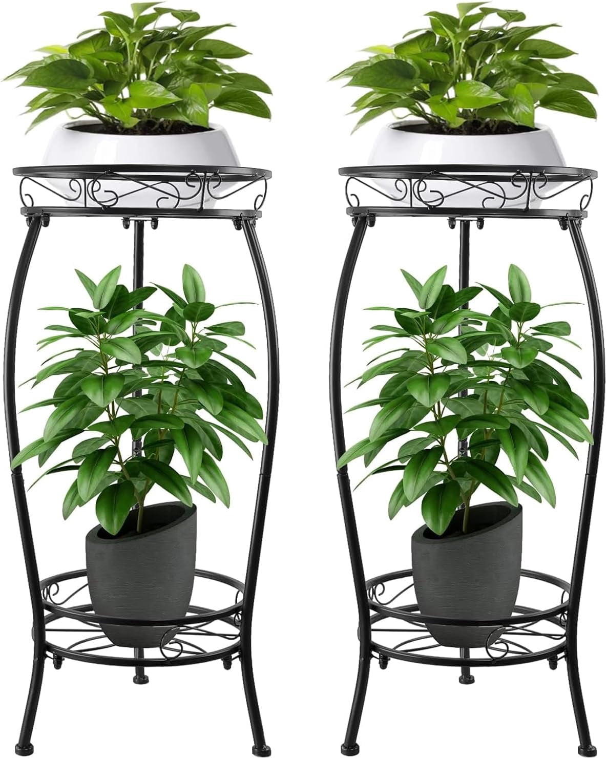 2 Stands Indoor Outdoor, 27.1" 2-Tier Pot Holder,Tall Corner Stand ...
