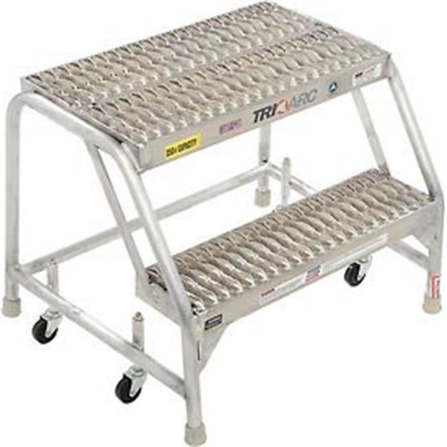 2 Step Aluminum Rolling Ladder, 24 in. Grip Step, Without Handrails ...