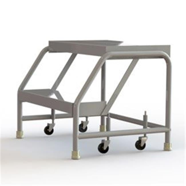 2 Step Aluminum Rolling Ladder, 24 in. Ribbed Step, Without Handrails ...