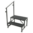2- Step Black Ladder, Modern Porch Steps with Handrails, 450lbs ...