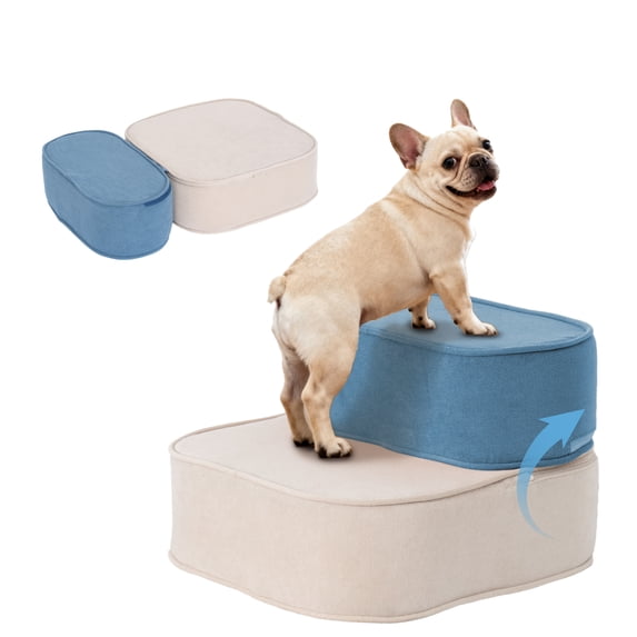 2-Step Dog Stairs for Small Dogs, Convertible Pet Ramp for High Bed ...