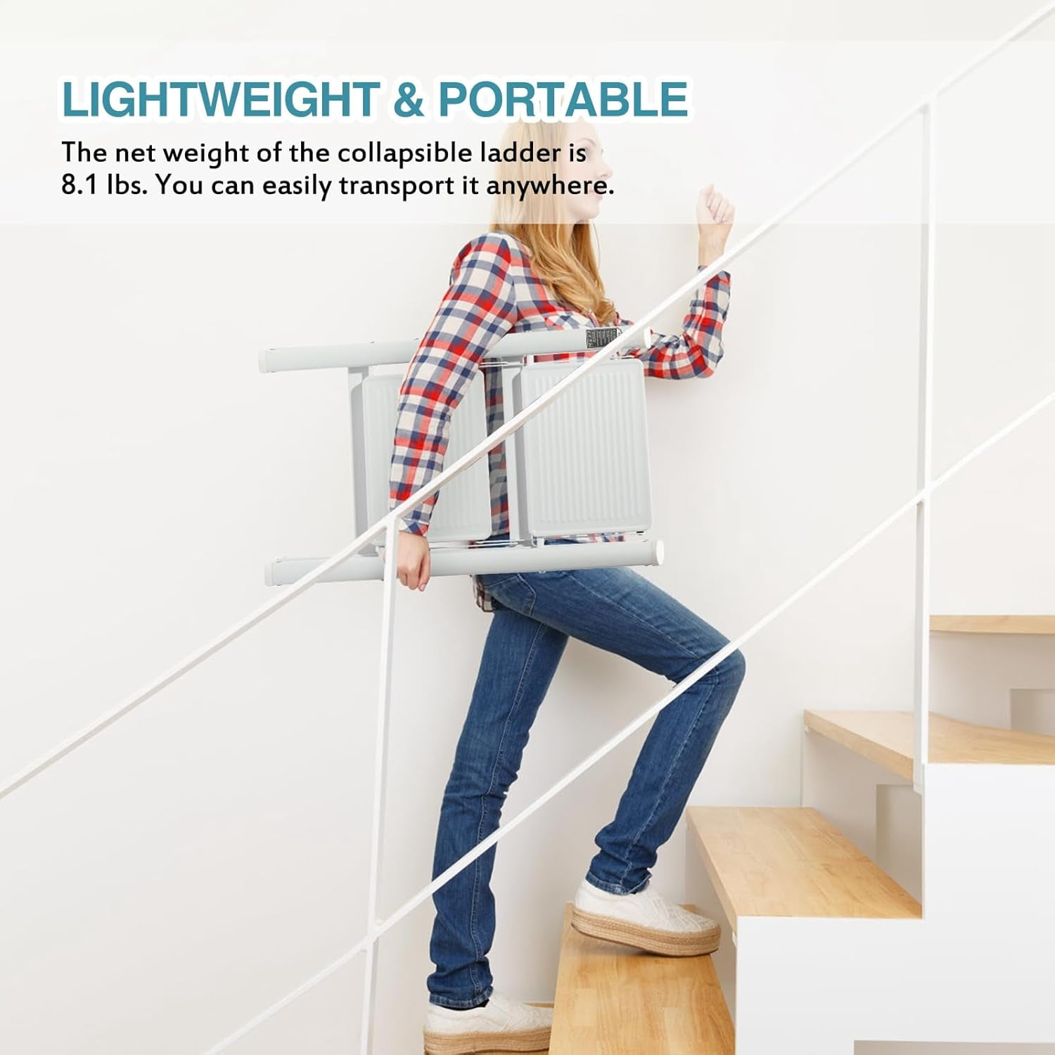 2-Step Folding Step Ladder, Lightweight Portable Iron Step Stool with ...