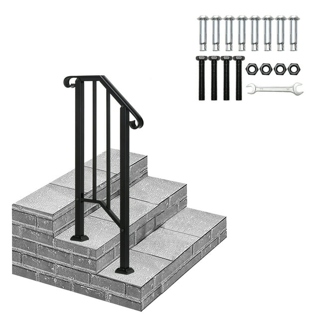 2 Step Handrails for Outdoor Steps, Fit 1 or 2 Steps Outdoor Stair ...