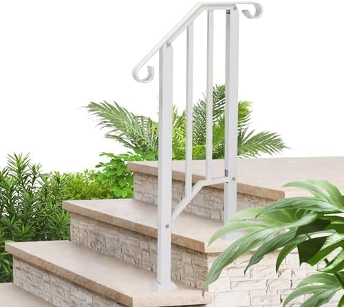 2 Step Handrails for Outdoor Steps, Wrought Iron Stair Railing Fits 1 ...