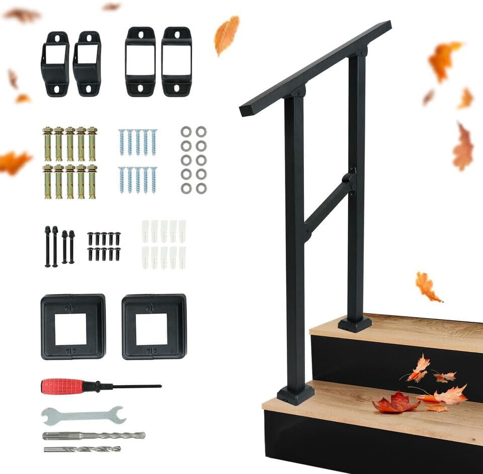 2-Step Handrails for Outdoor Steps, HandRail Fit 1 or 2 Steps Outdoor ...