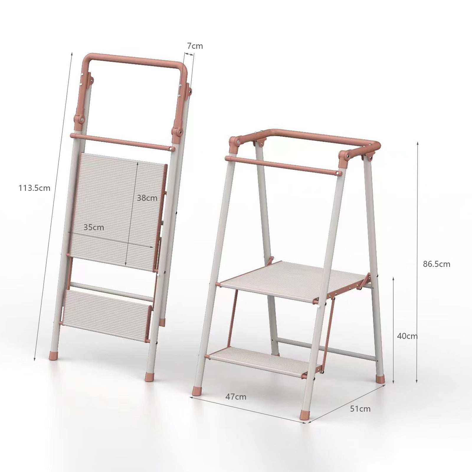 2-Step Kitchen Stepper Adult Folding Step Stool Kids Folding - Walmart.com