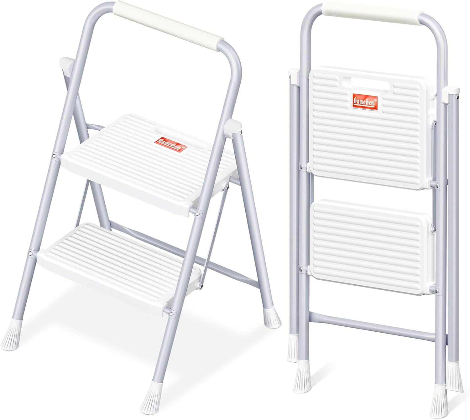 2 Step Ladder, 2 Step Stool for Adults, Folding Step Ladder, Sturdy ...