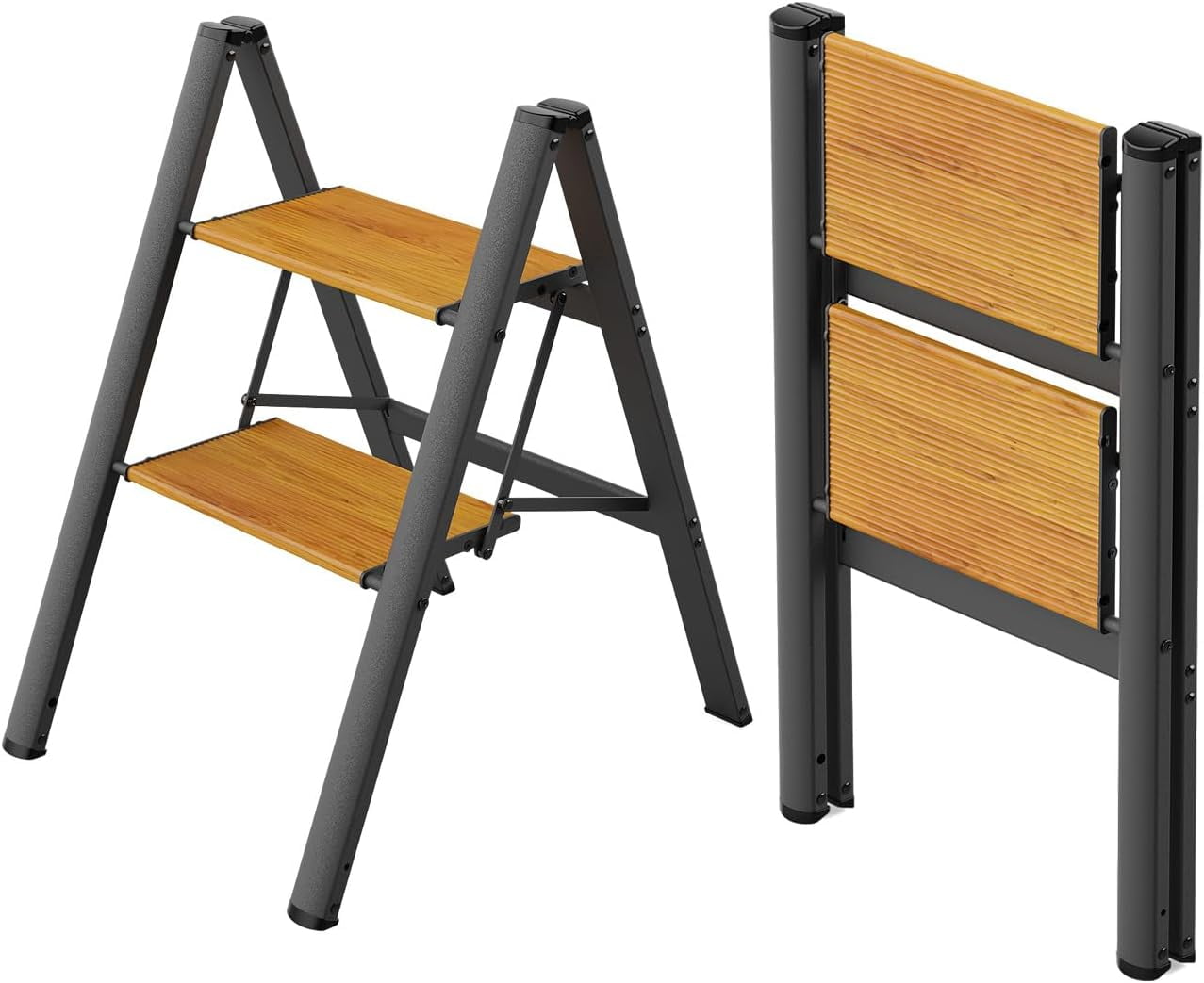 2 Step Ladder, Foldable Step Stool, Aluminum Lightweight Ladder for ...