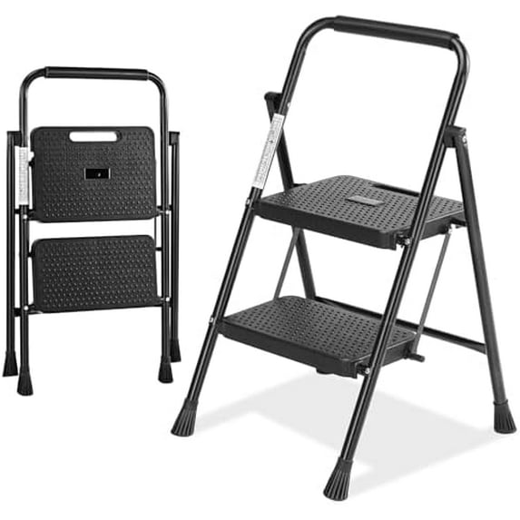 2 Step Ladder, 800lbs Folding Step Stool with Wide Anti-Slip Pedal ...