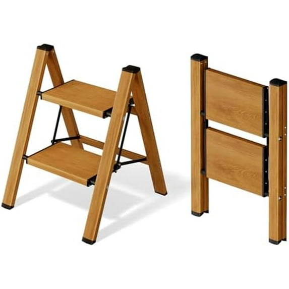 2 Step Ladder,Aluminum Folding Step Stool for Adults,Step Ladder with ...