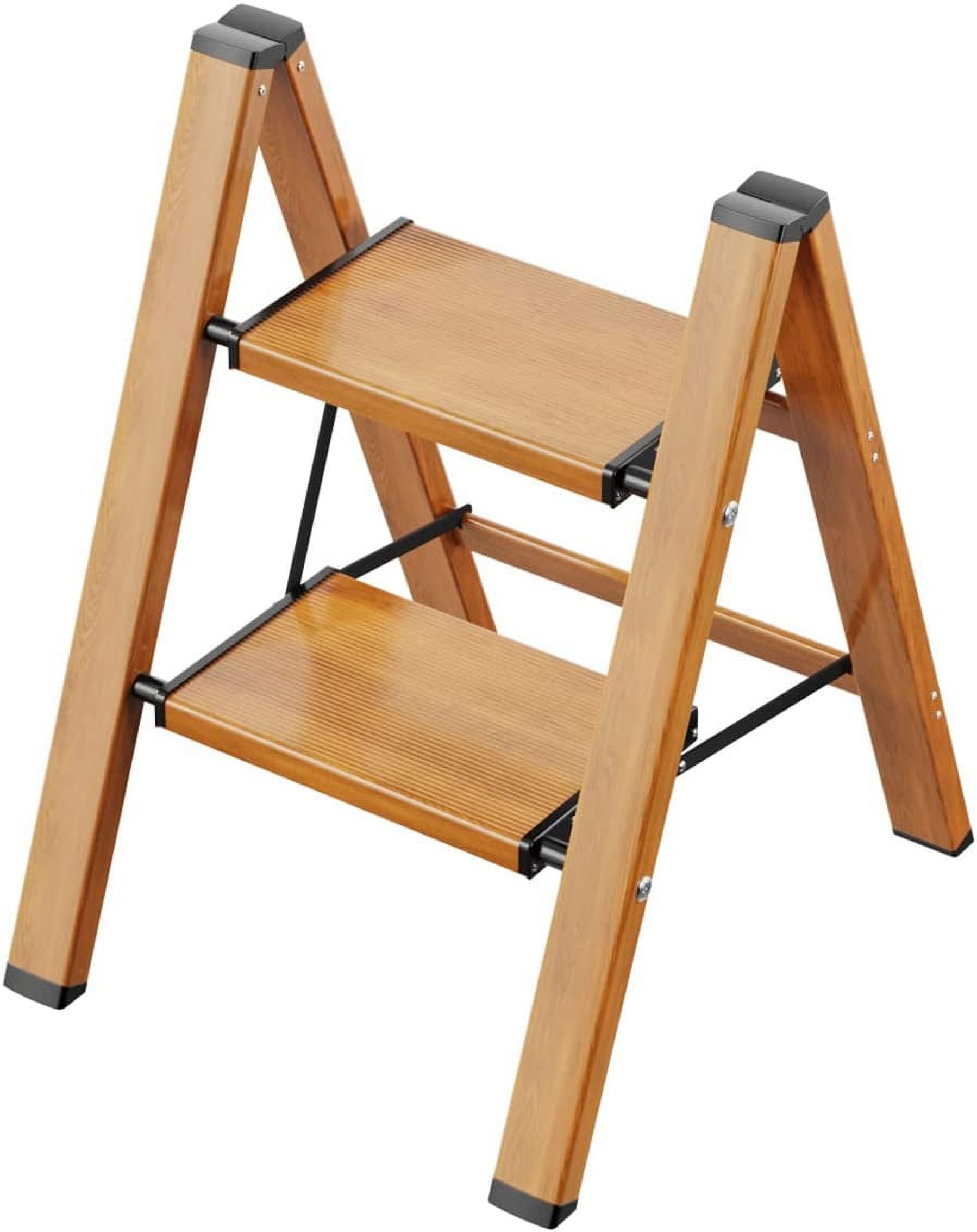 2 Step Ladder, Aluminum Folding Step Stool with Anti-Slip Sturdy and ...
