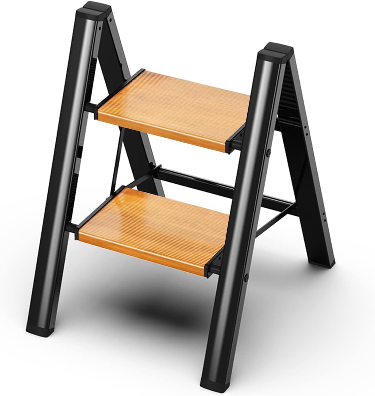 2 Step Ladder, Aluminum Lightweight Folding 2 Step Stool with Anti-Slip ...