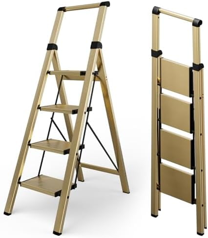 2 Step Ladder,Aluminum Lightweight Folding 2 Step Stool with Anti-Slip ...