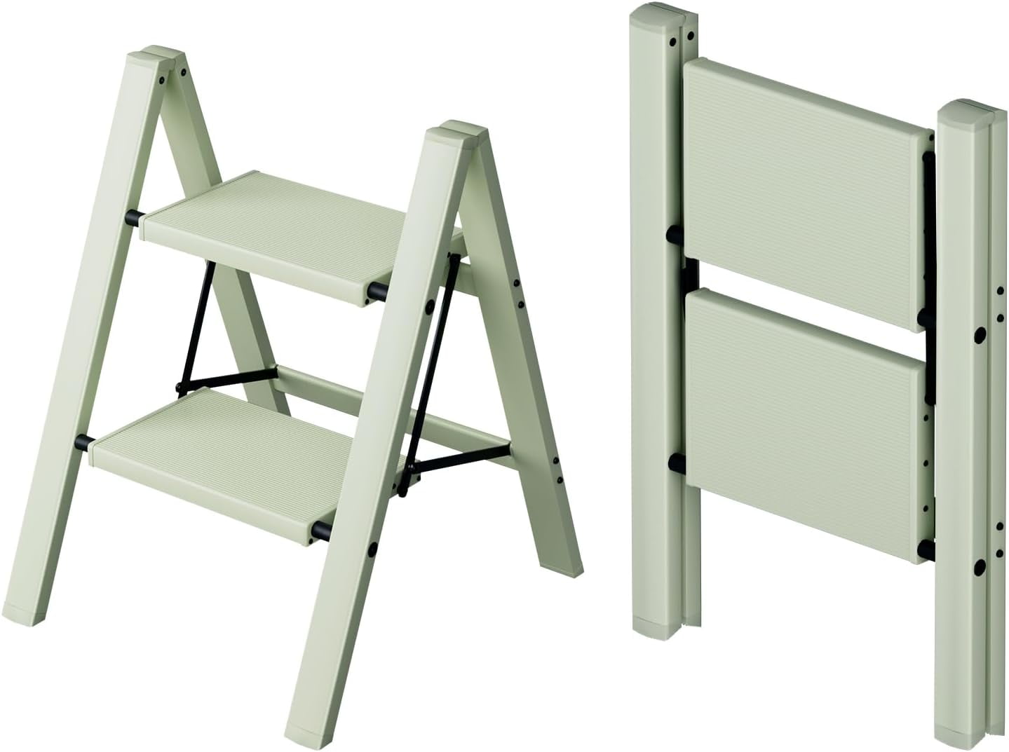 2 Step Ladder,Aluminum Lightweight Folding 2 Step Stool with Anti-Slip ...