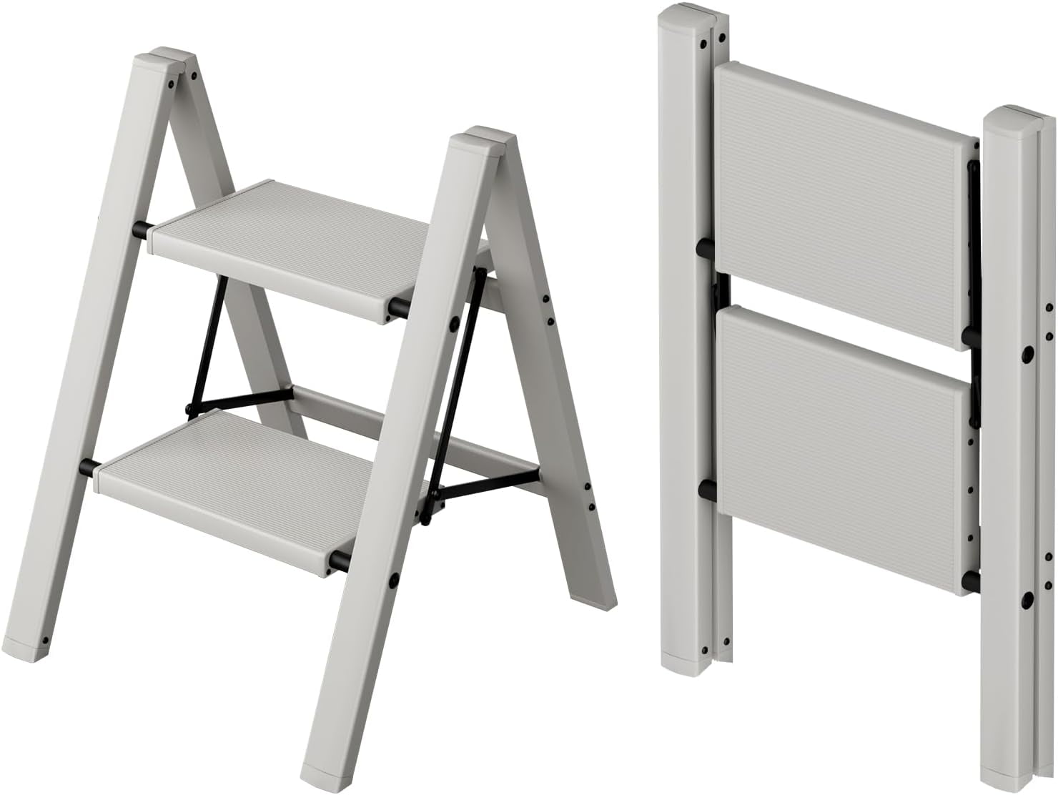 2 Step Ladder,Aluminum Lightweight Folding 2 Step Stool with Anti-Slip ...