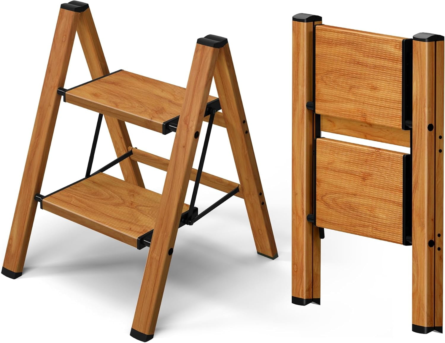 2 Step Ladder,Aluminum Lightweight Folding 2 Step Stool with Anti-Slip ...