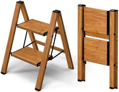 2 Step Ladder,Aluminum Lightweight Folding 2 Step Stool with Anti-Slip ...