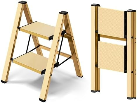 2 Step Ladder,Aluminum Lightweight Folding 2 Step Stool with Anti-Slip ...