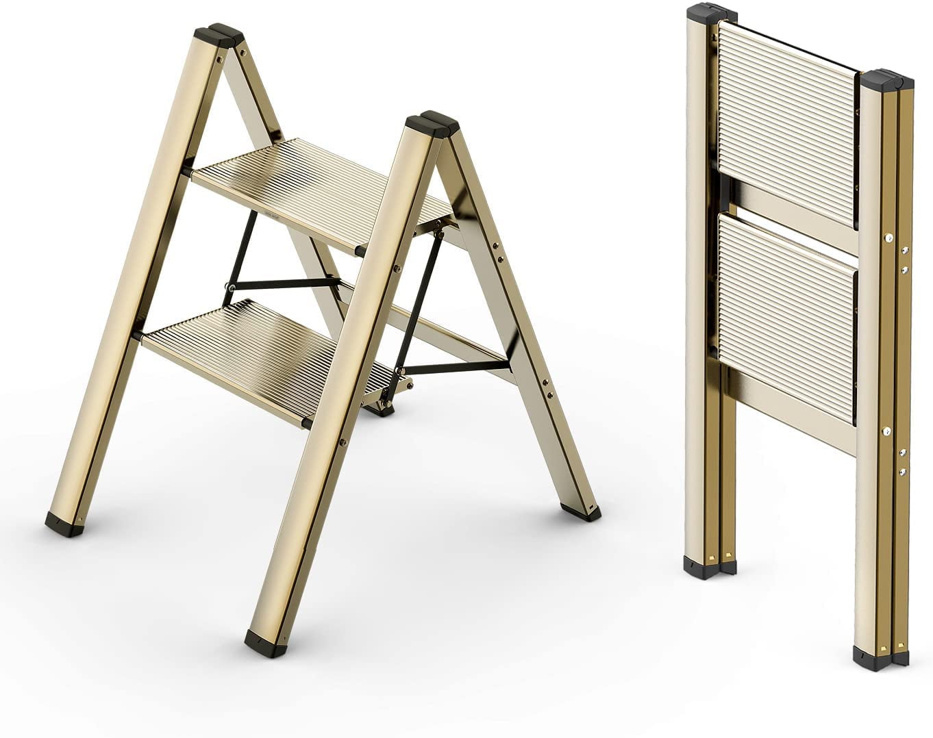 2 Step Ladder, Foldable Step Stool, Aluminum Lightweight Ladder for ...