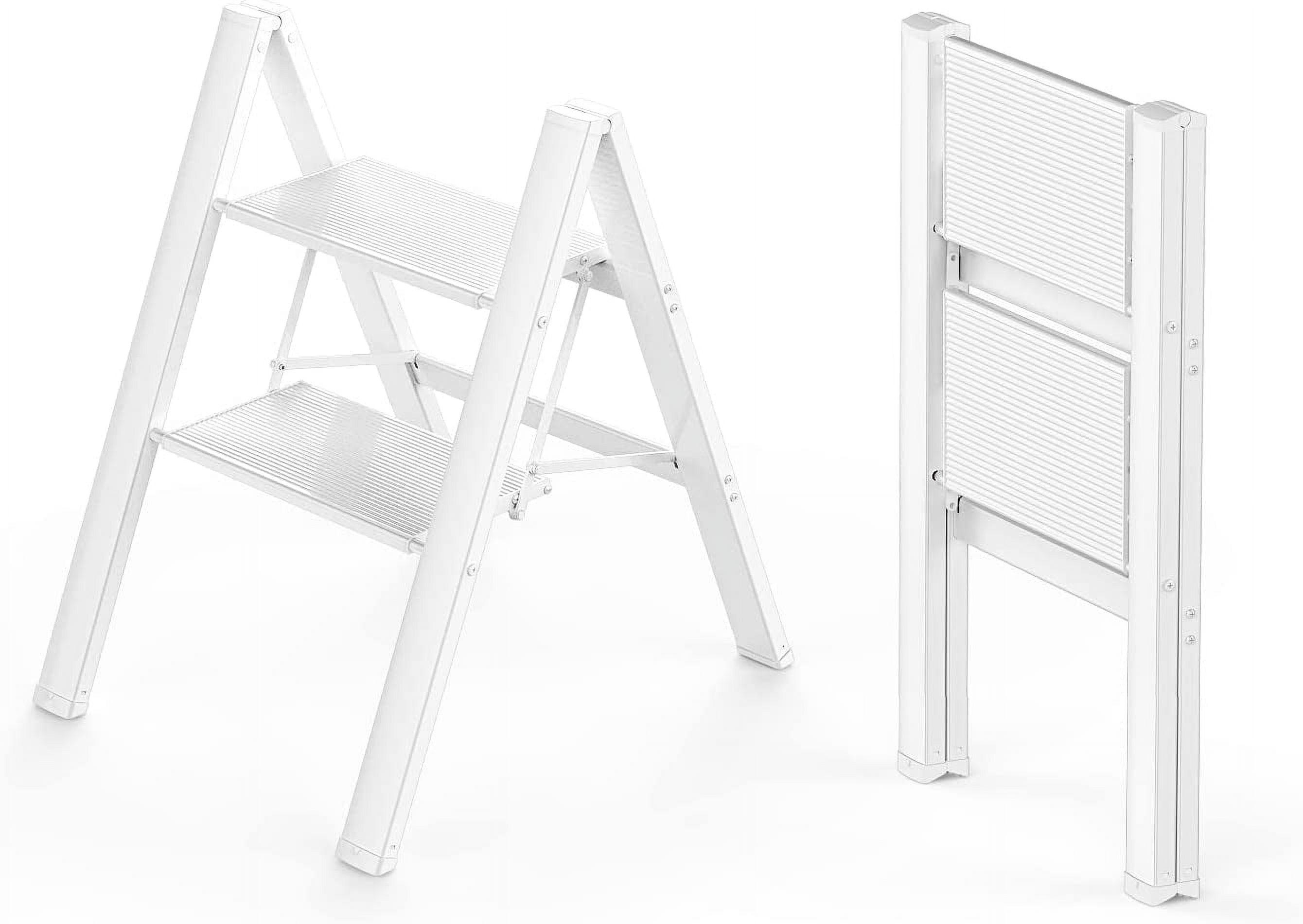 2 Step Ladder, Folding Ladders with Anti-Slip Pedal, Portable ...