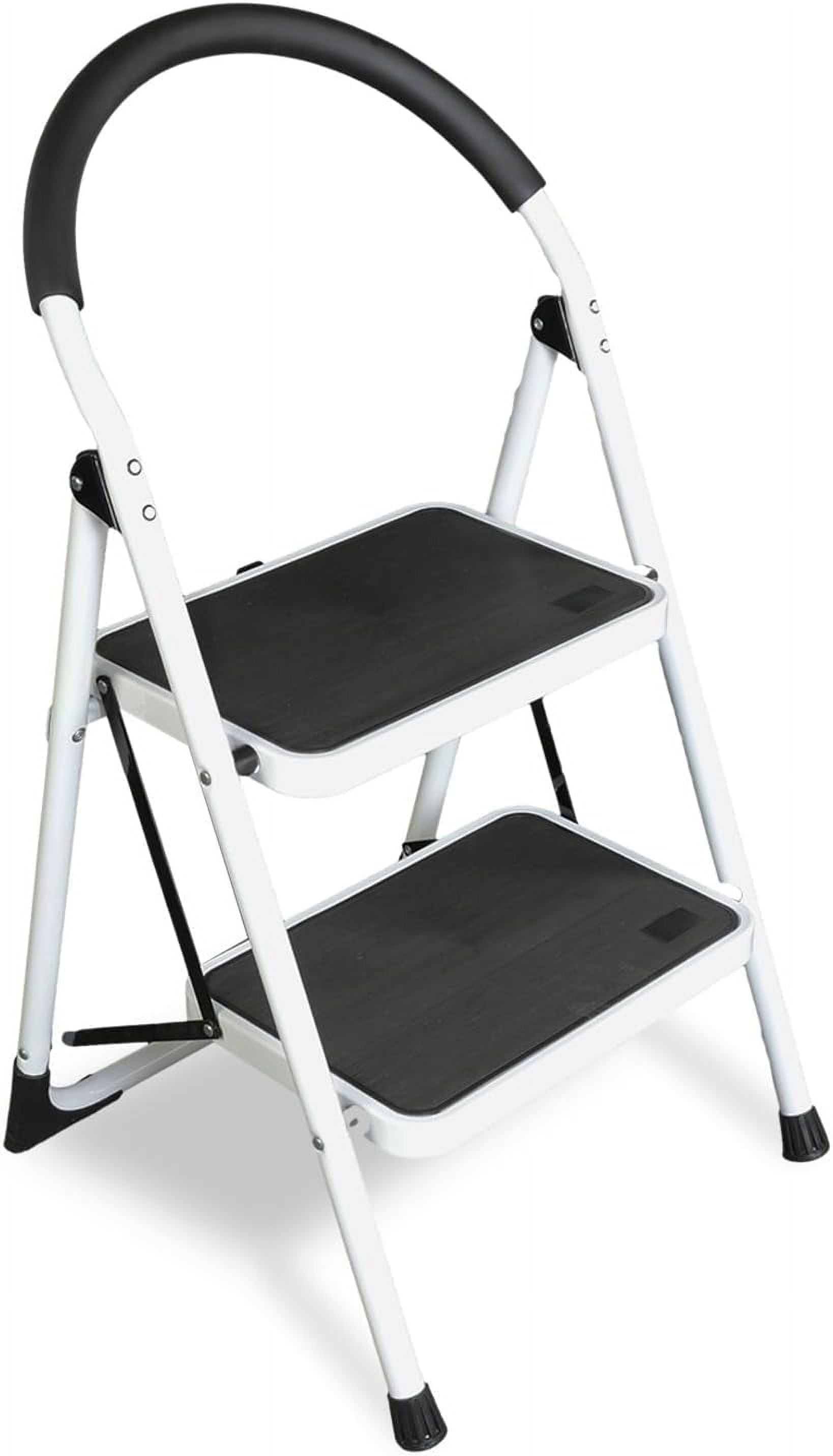 2 Step Ladder, Folding Lightweight Step Stool with Wide Anti-Slip Pedal ...