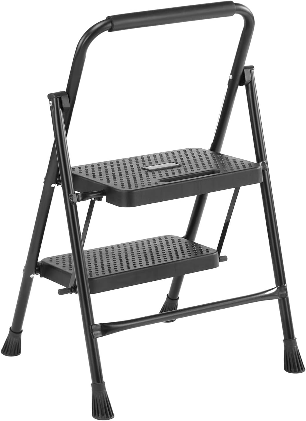 2 Step Ladder Folding Small Step Ladders Black, Fodable Stepstool for ...