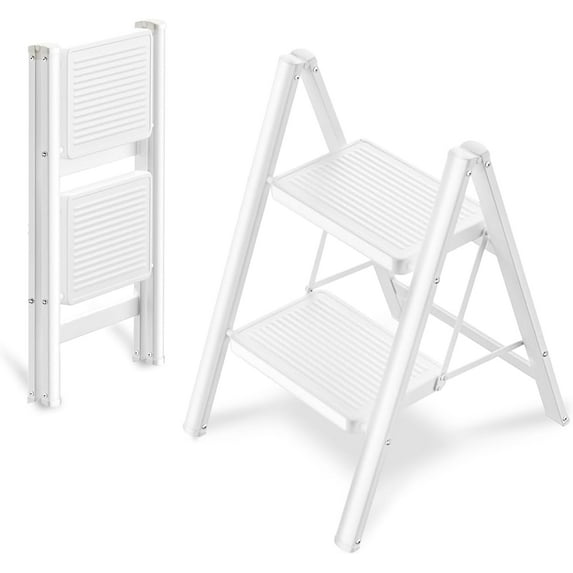 2 Step Ladder Folding Step Stool, 330 Lbs Load Heavy Duty Stepping ...