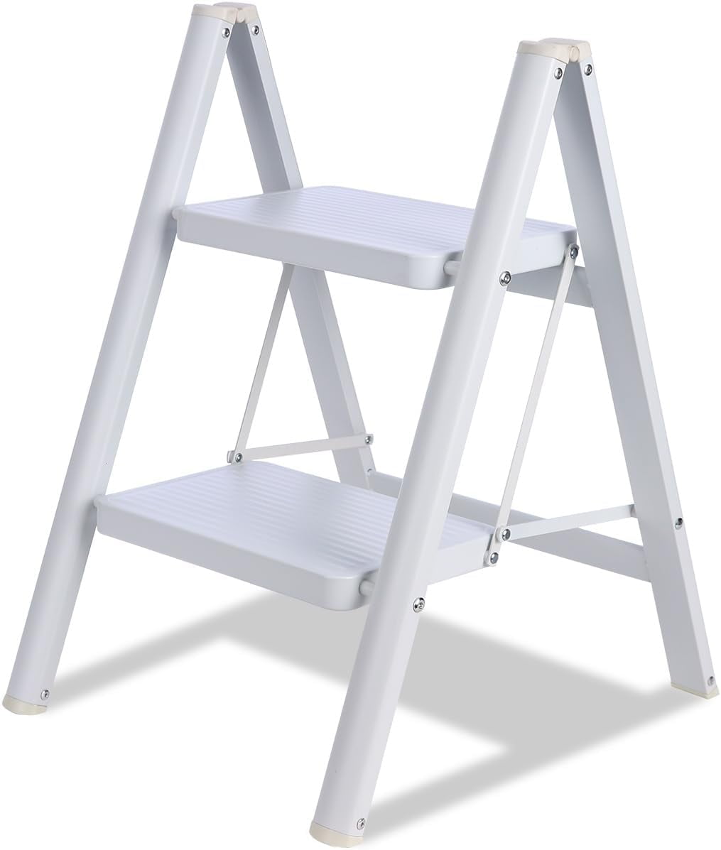 2 Step Ladder, Folding Step Stool for Adults with Wide Anti-Slip Pedal ...